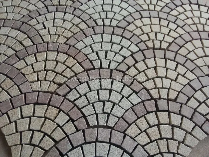 Modern Outdoor G603 Granite Paving Stone Fan Shape with Mesh Backing ...