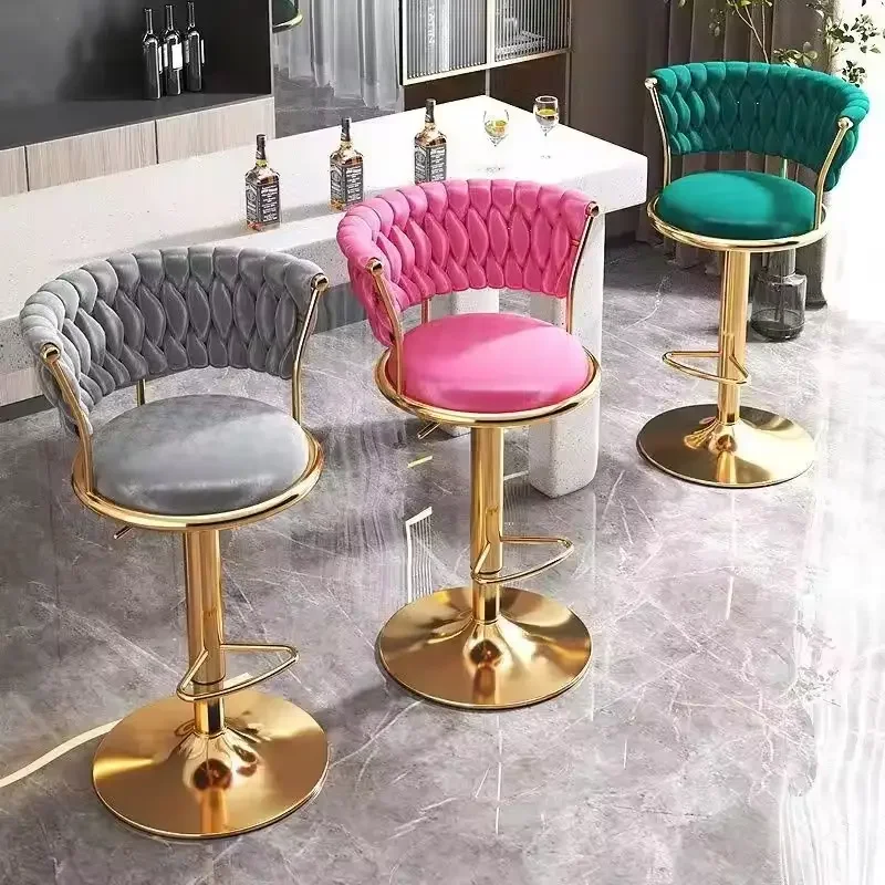 Modern High-End Luxury Revolving Bar Chair with Adjustable High Stool ...