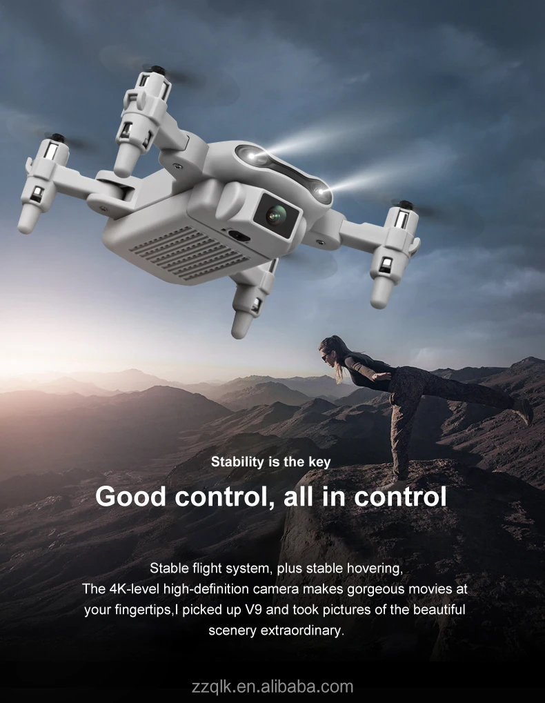 Mini V9 Folding Dual Camera Small 4k Hd Aerial Photography Remote ...