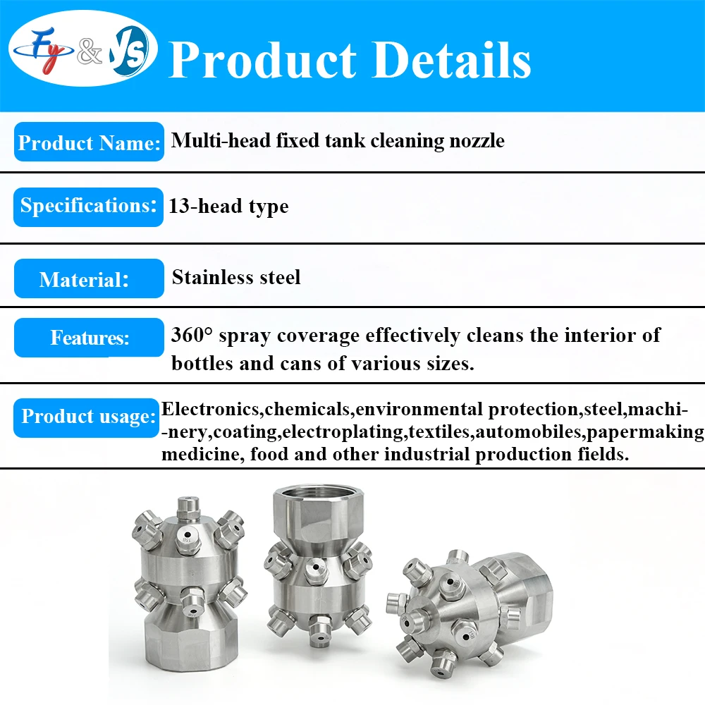 360° Rotating 13 Stainless Steel Nozzle for Efficient Cleaning