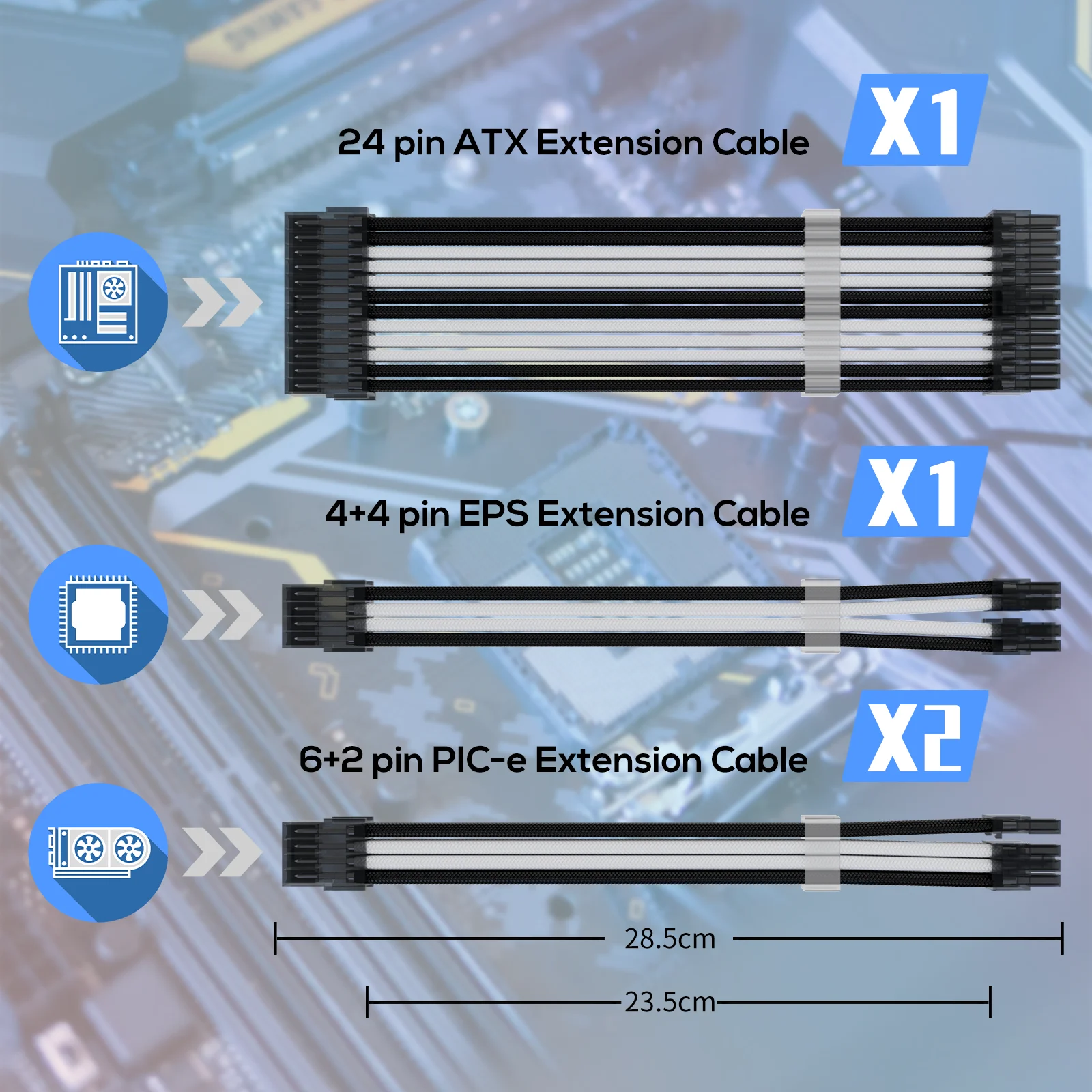 Factory Price Customizable 24Pin/8Pin CPU PSU Sleeve Cable Extension ...
