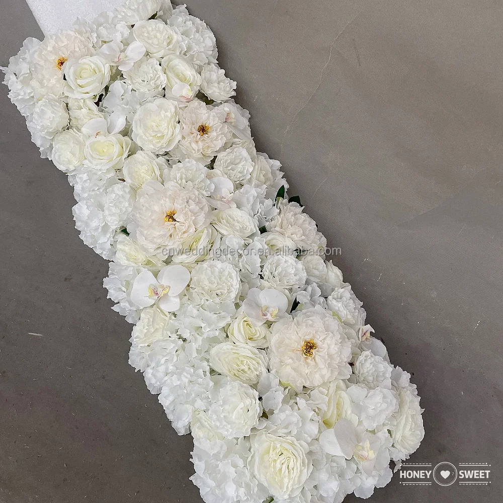 Wedding Props White Flowers Runners Flower Rows Artificial Flowers ...