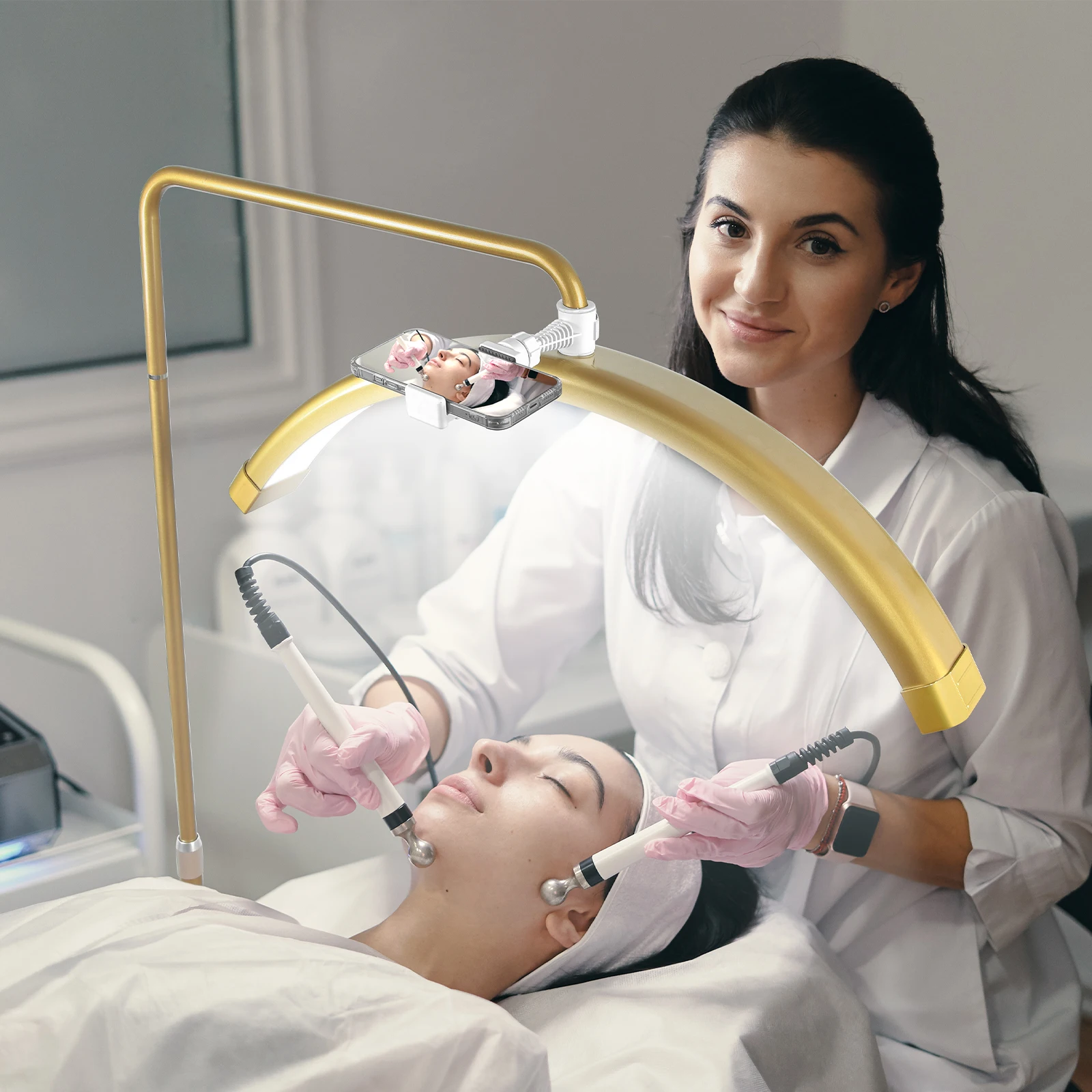 Fosoto 28inch Arch Beauty Light Glitter Half Moon Lamp Lashes Floor ...