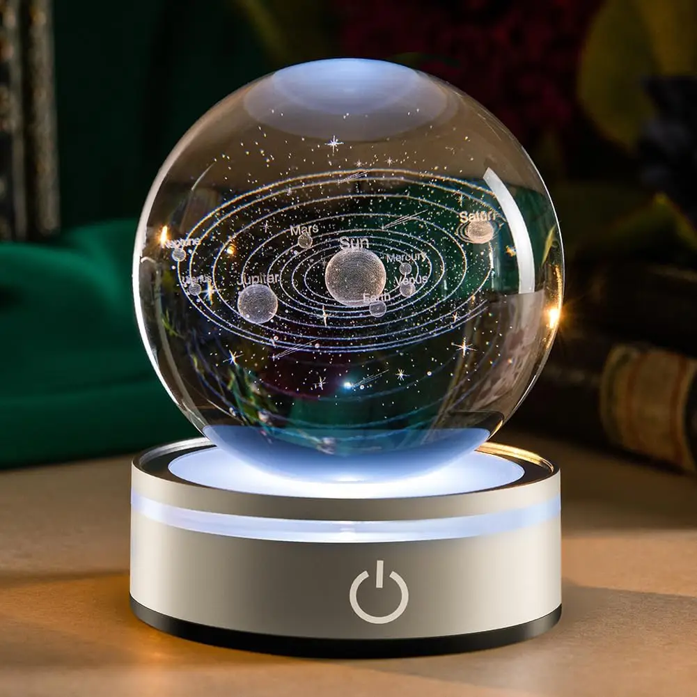Honor of Crystal Solar System Planet Sphere 3D Laser Crystal Ball Clear ...