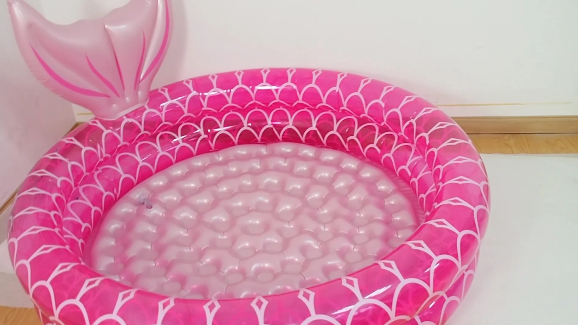 2 Rings Pink Inflatable Mermaid Tail Water Pool Home Round Swimming ...