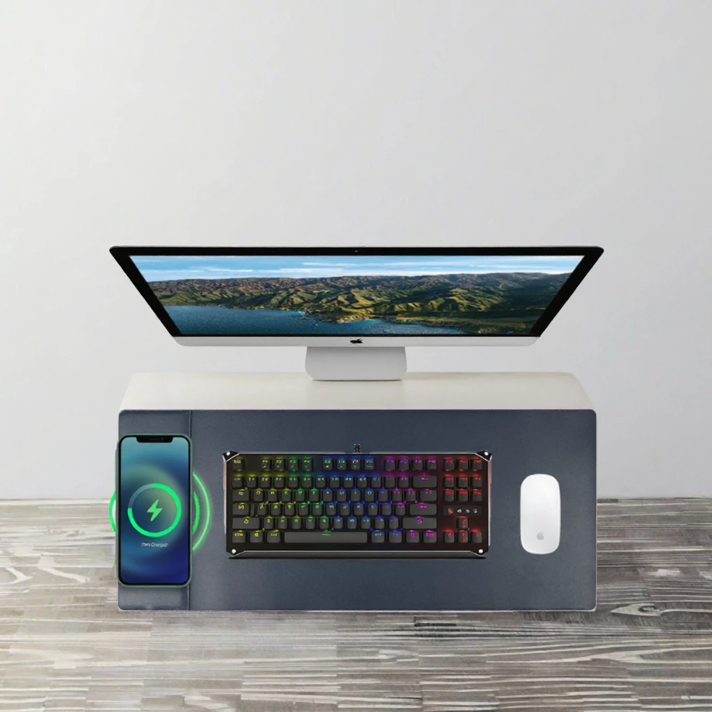 2026 New Large Custom Logo Wireless Charging Desktop Gaming Mat Factory ...