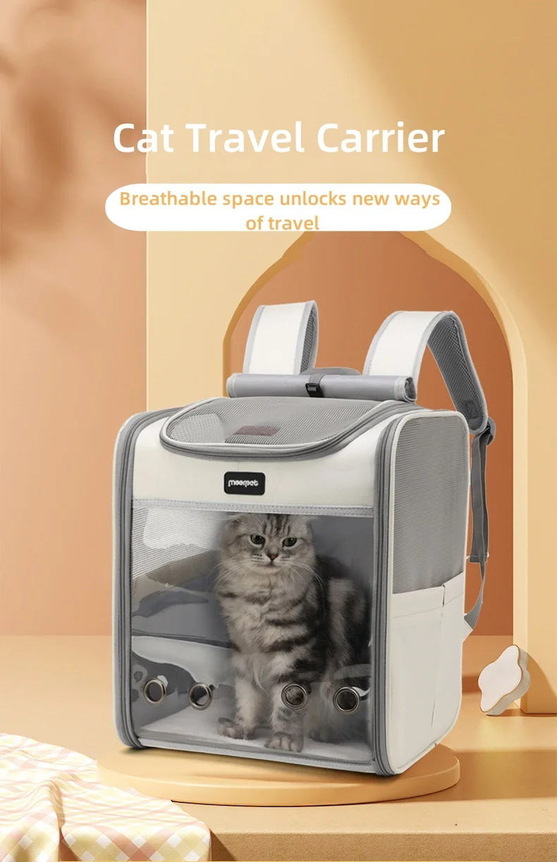 2024 Latest Travel Portable Cat Bag Breathable Cat Large Space ...