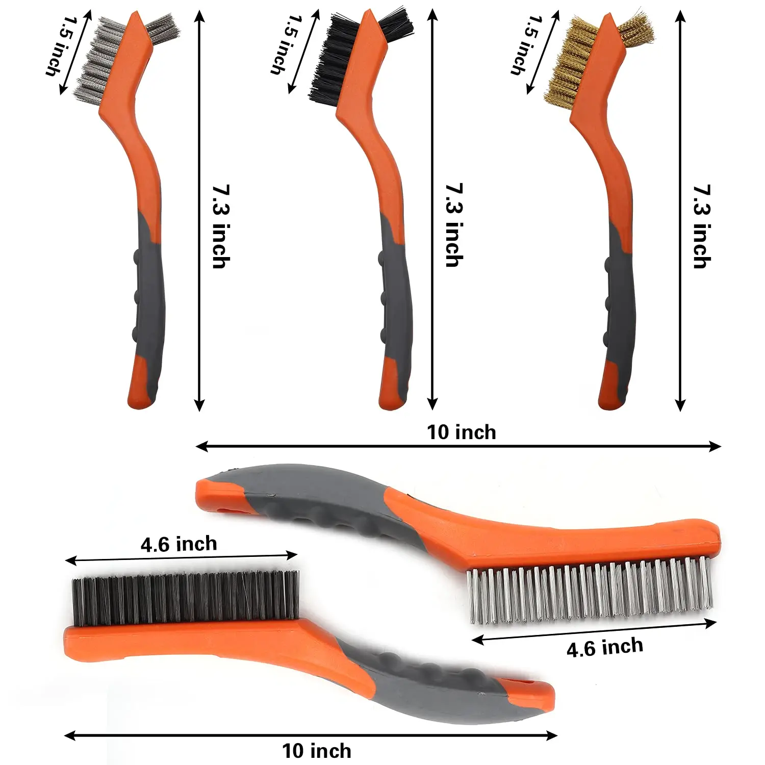 Wire Brush Set Steel Wire Scratch Brush with Curved Rubber Handle for ...