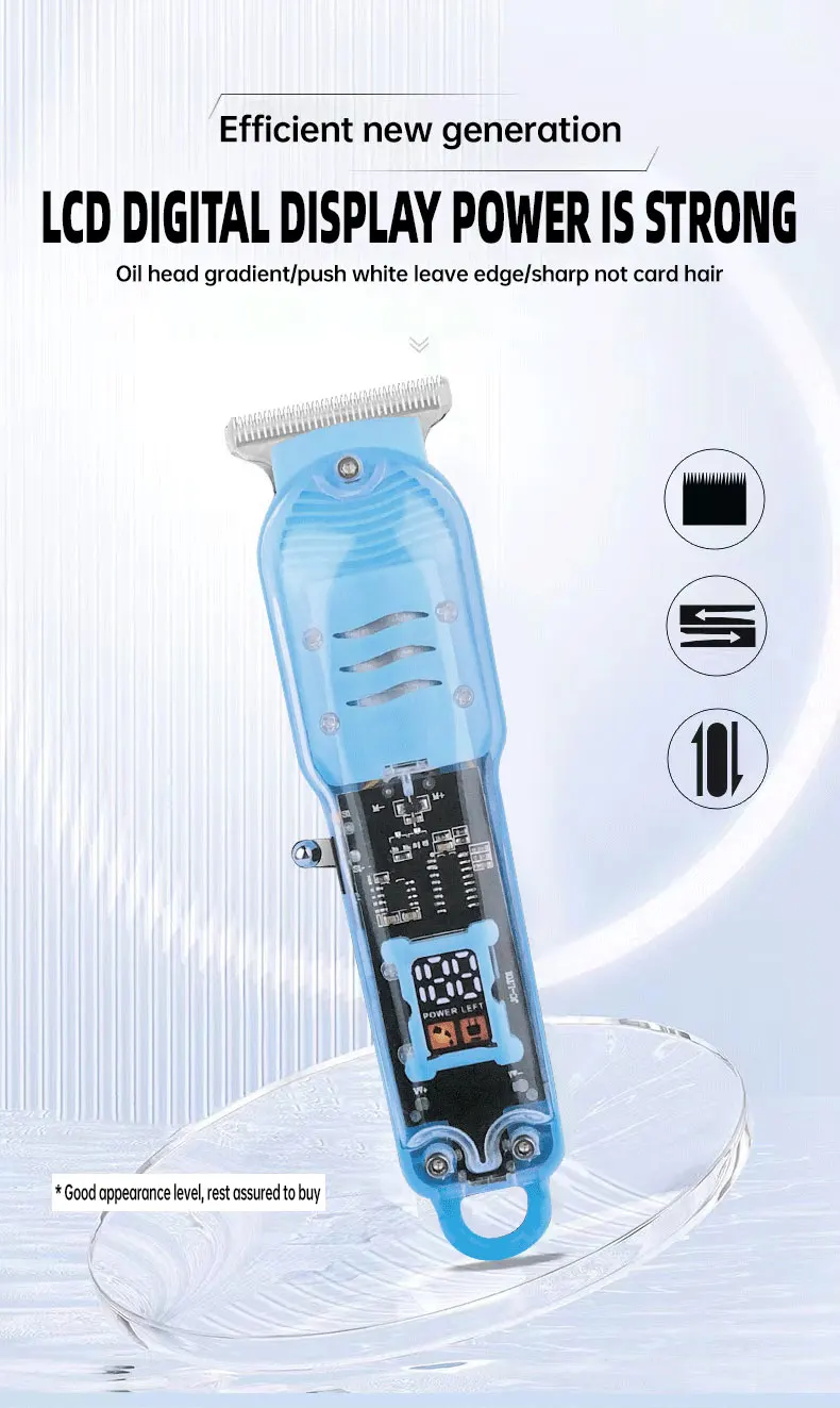 Transparent Electric Men's Beard Trimmer - Cordless Hair Clipper