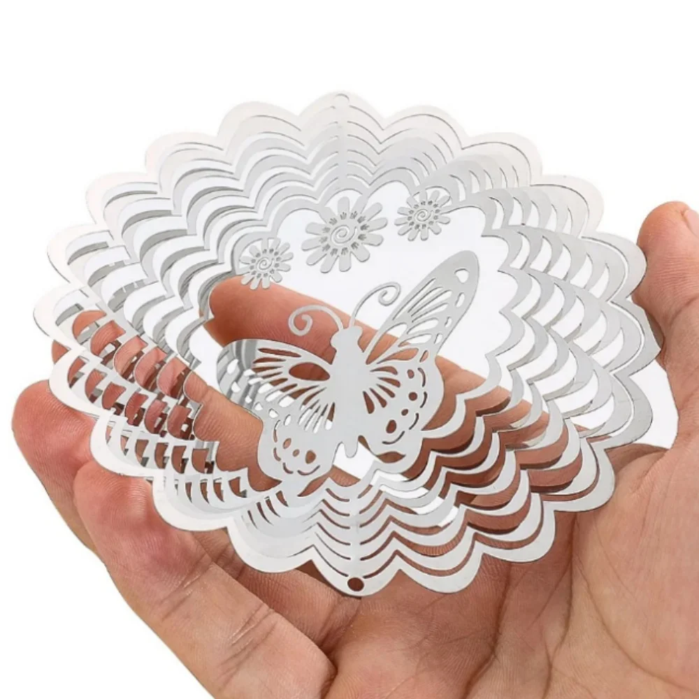 Rotating Stainless Steel Butterfly Blower Mirror Reflecting Wind Chime ...