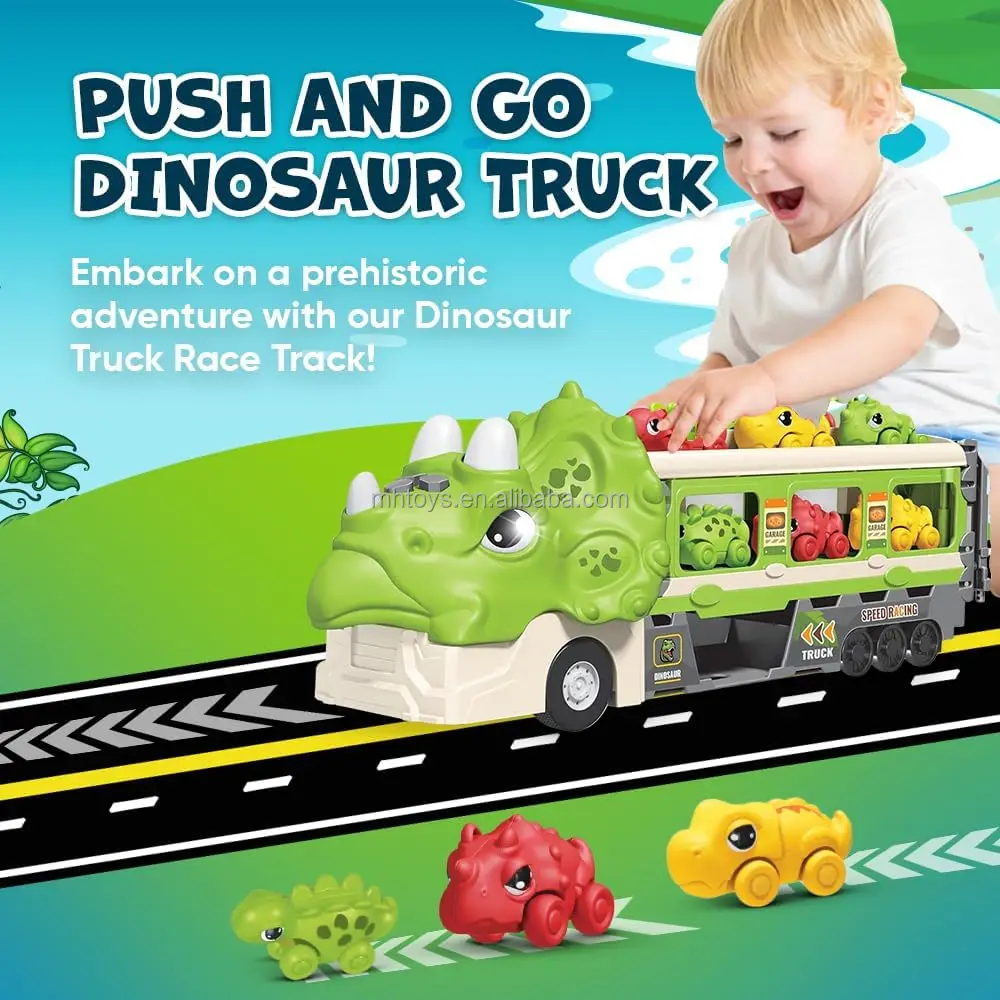 Dinosaur Friction Transport Truck Folding Storage Carrier Truck Toy ...