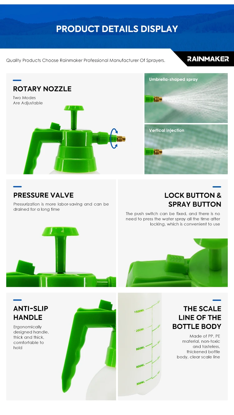1.5L Agriculture Mini Manual Air Pressure Sprayer Garden Plant Plastic ...