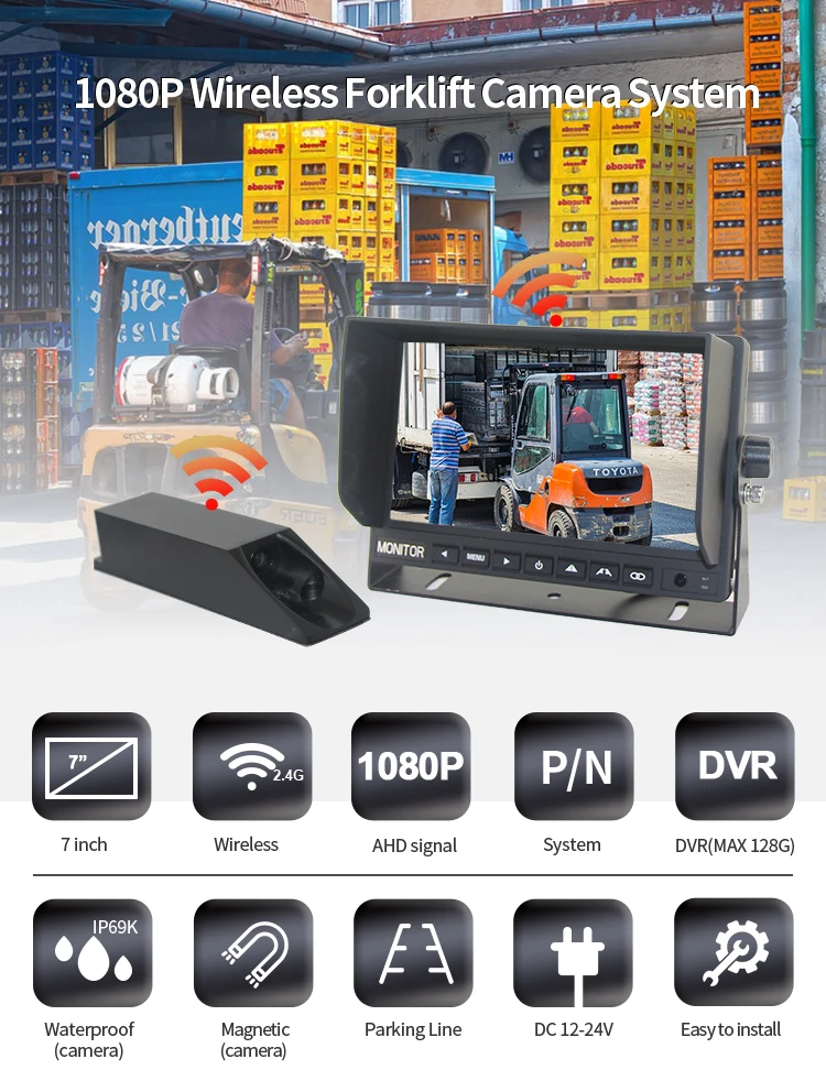 HD Forklift IR Laser Camera System Fork Magnetic Mounted Forklift ...