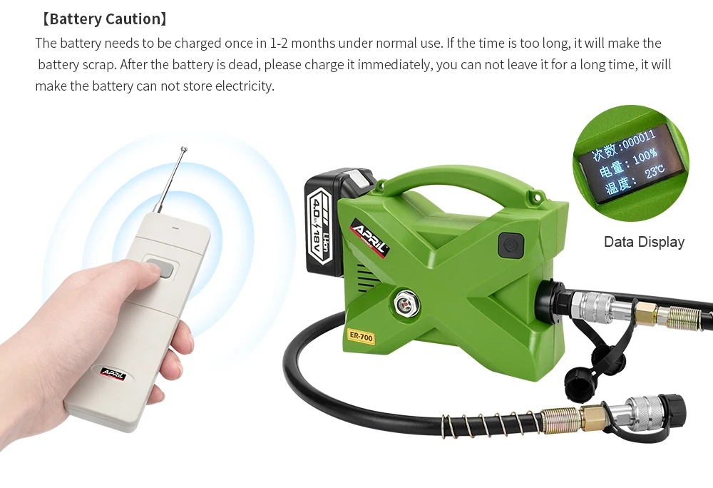 Mini Electric Battery Hydraulic Pump ER-700 for High-Altitude Work