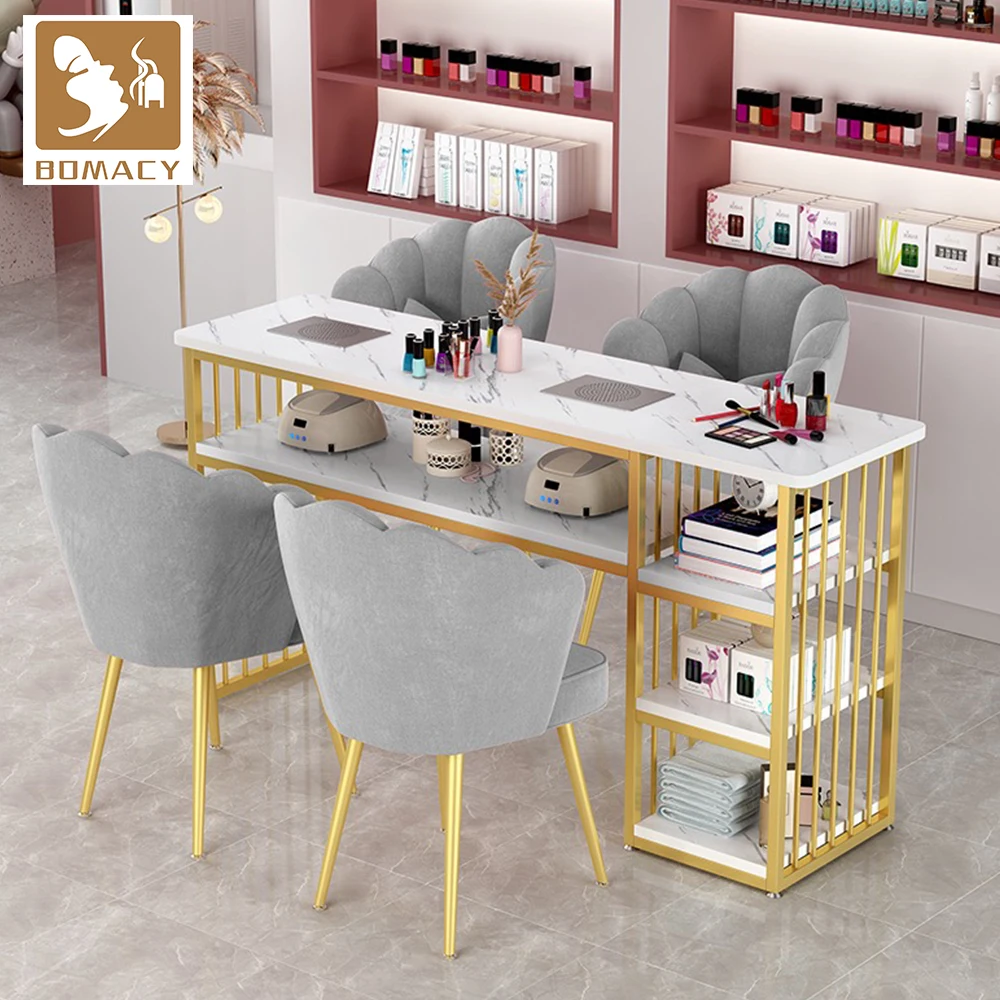 Triple Manicure Table Black LED Nail Set Salon Dust Collector