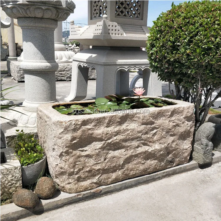 Outdoor Natural Stone Planters - Durable Garden Sculptures