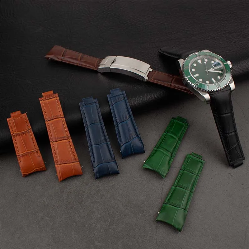Low Moq High Quality Calf Leather With Alligator Grain Watch Strap 20mm ...