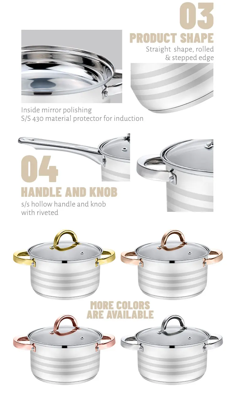 Realwin Factory Quality 12pcs Pots And Pans Kitchen Stainless Steel ...