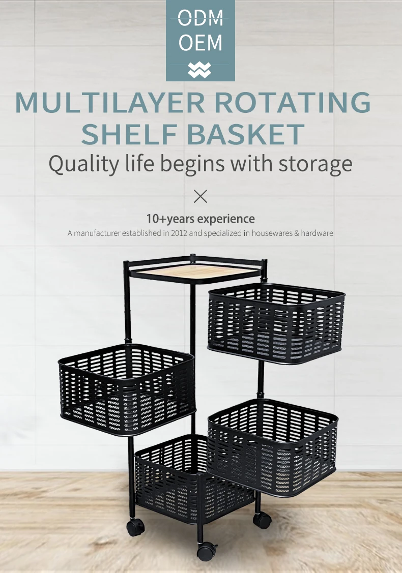 4-tier Rotating Fruit Basket Kitchen Storage Metal Pantry Baskets With ...