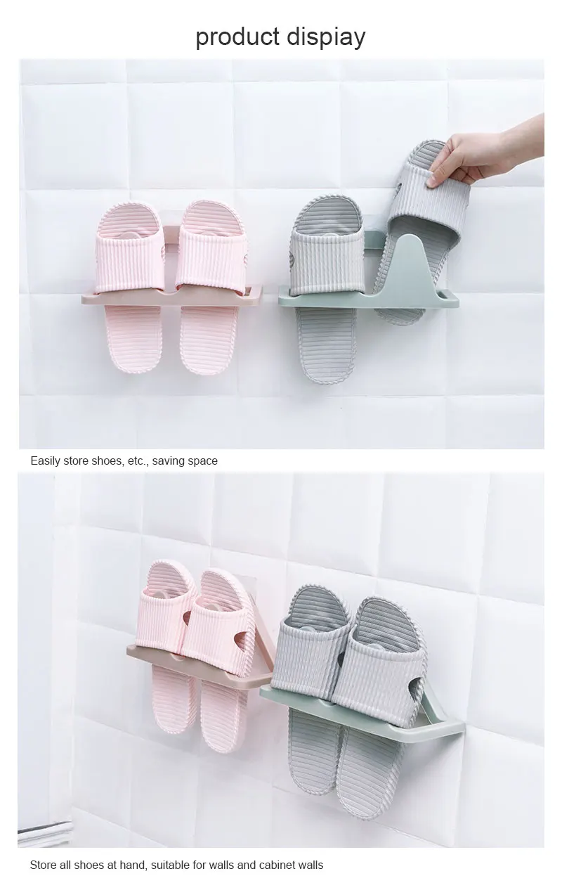 Shoe Rack Bathroom Wall Slipper Rack Household Stereo Space Saving Shoe ...