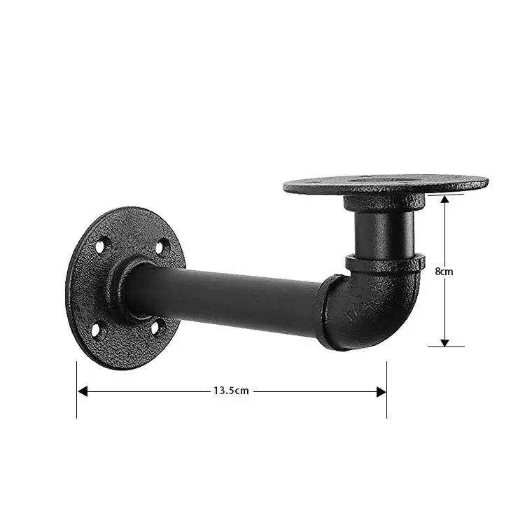 Industrial Wall-mounted Iron Pipe Rack Floating Shelf Vintage Wrought ...
