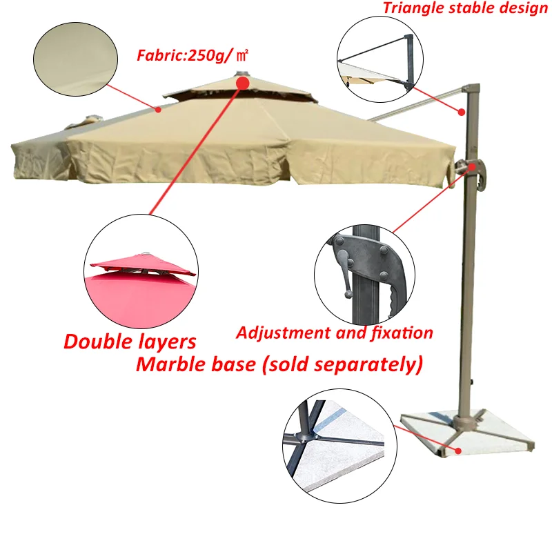L Morden Commercial Parasol Hand Retractable Easy to Open Roman Parasol ...