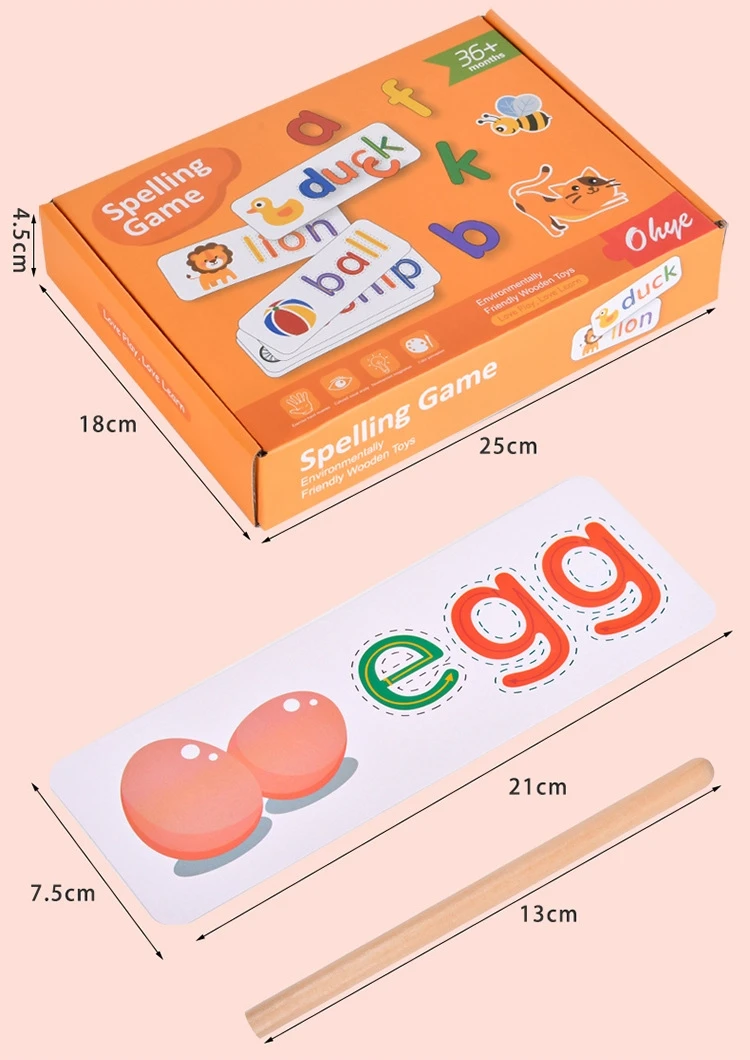 Montessori 26 Letter Blocks Flash Cards Colorful Wooden Alphabet ...