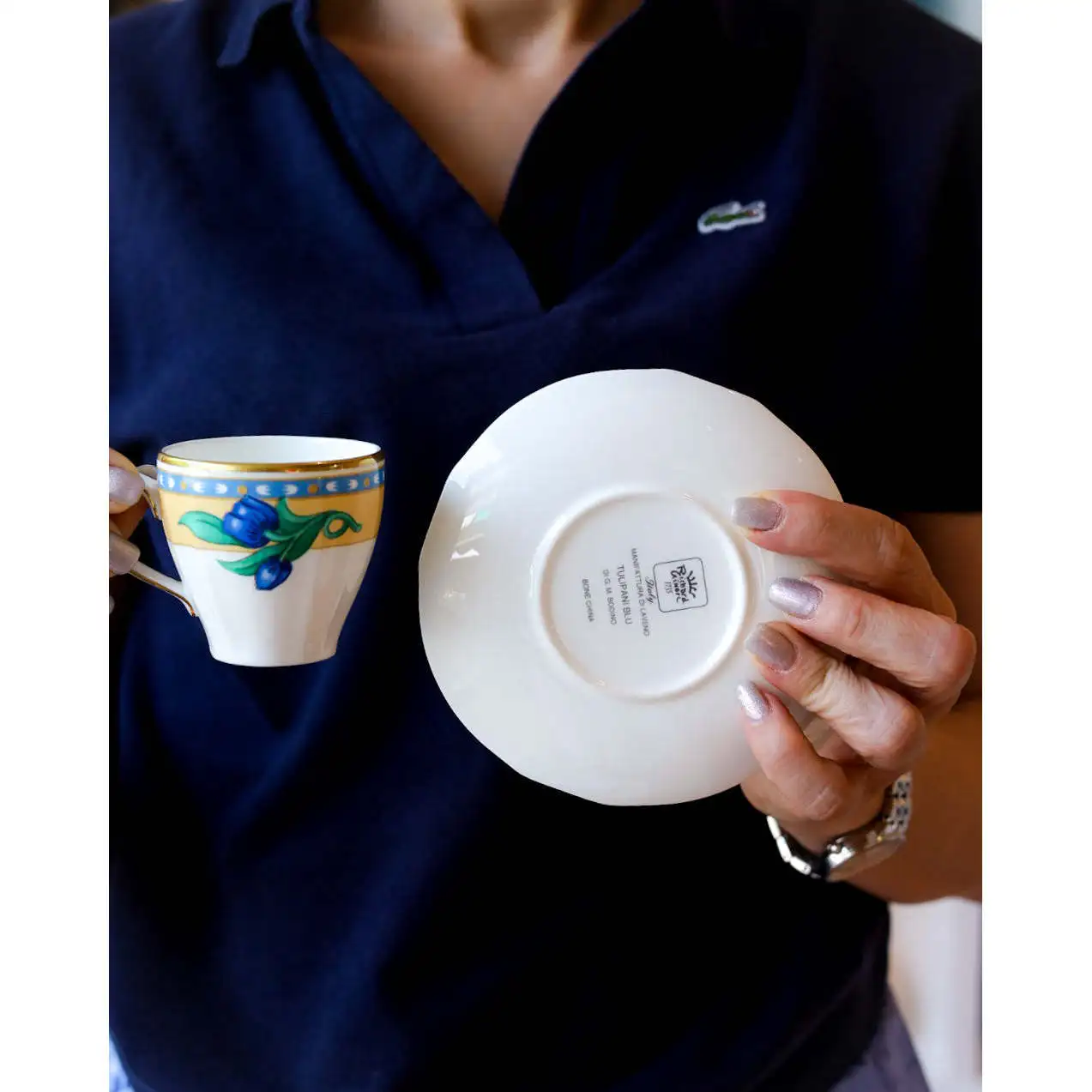 Richard Ginori Set 12 Duchess-Shape Coffee Mugs Blue Tulip Decoration ...