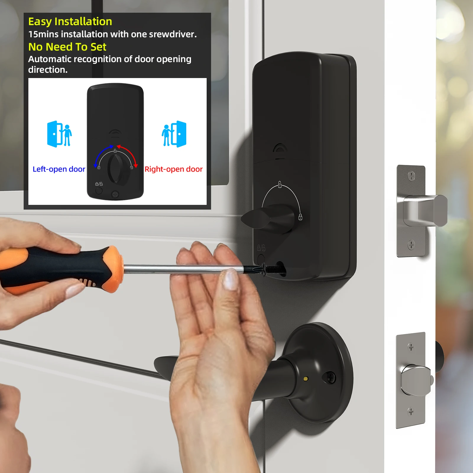 Onlense New Fingerprint Tuya BLE Smart Door Lock Keyless Knob Digital ...