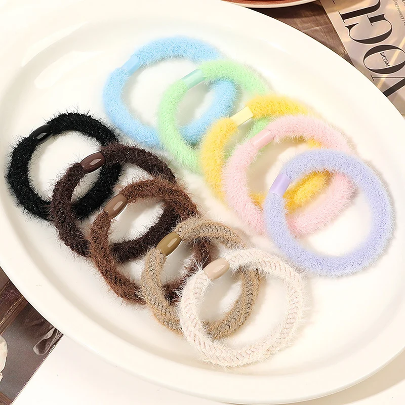 Twisted Velvet Elastic Hair Bands Plush Hair Ties Hair Scrunchies For ...