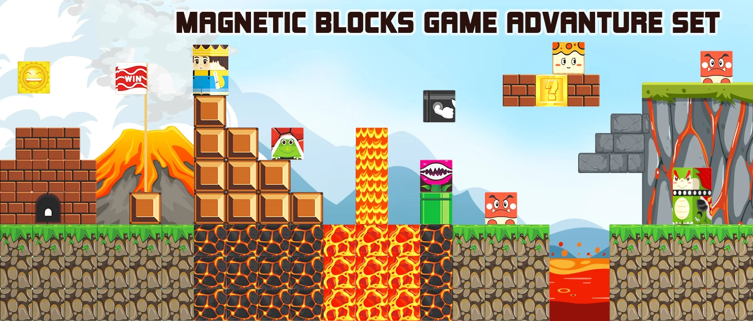 60pcs Magnetic Blocks Game Adventure Set STEM Building Toys for Kids Magnetic Cubes for Boys ...