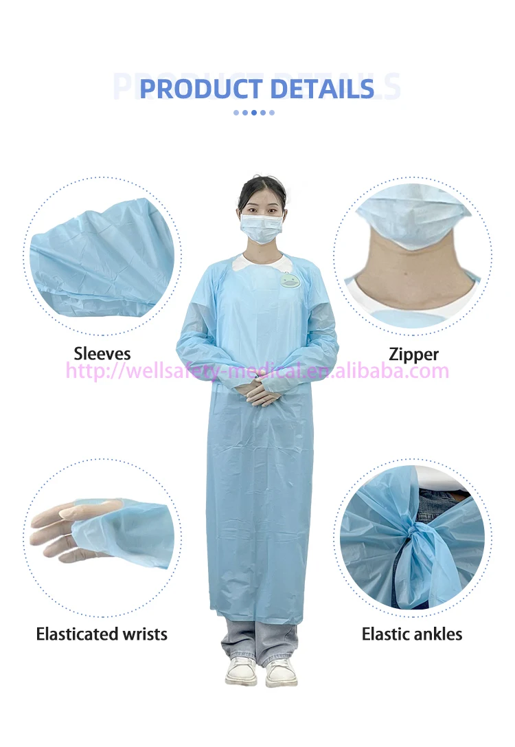 Cheap Price Iso13485 Disposable Medical Cpe Apron 50g Apron With ...