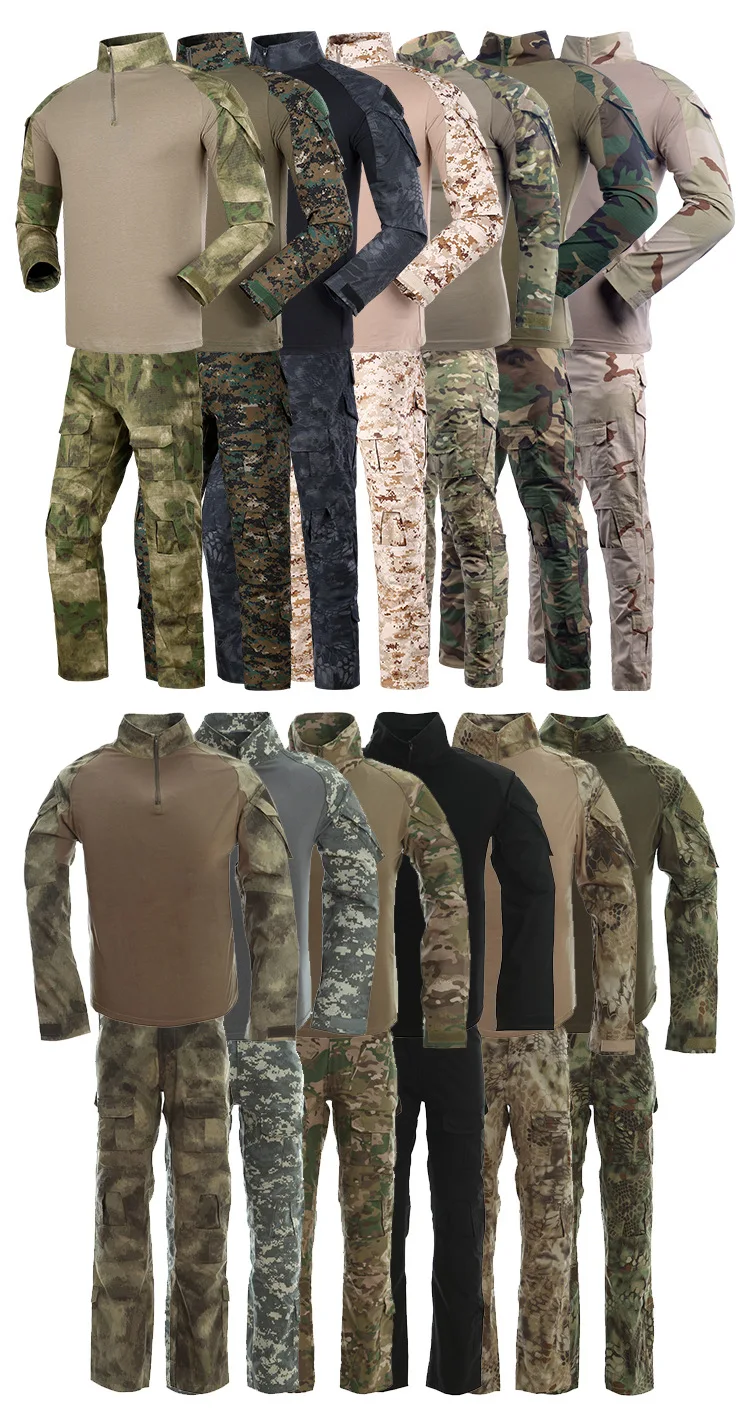 2024 Tactical Combat Uniform Shirt and Pants with Elbow and Knee Pads ...