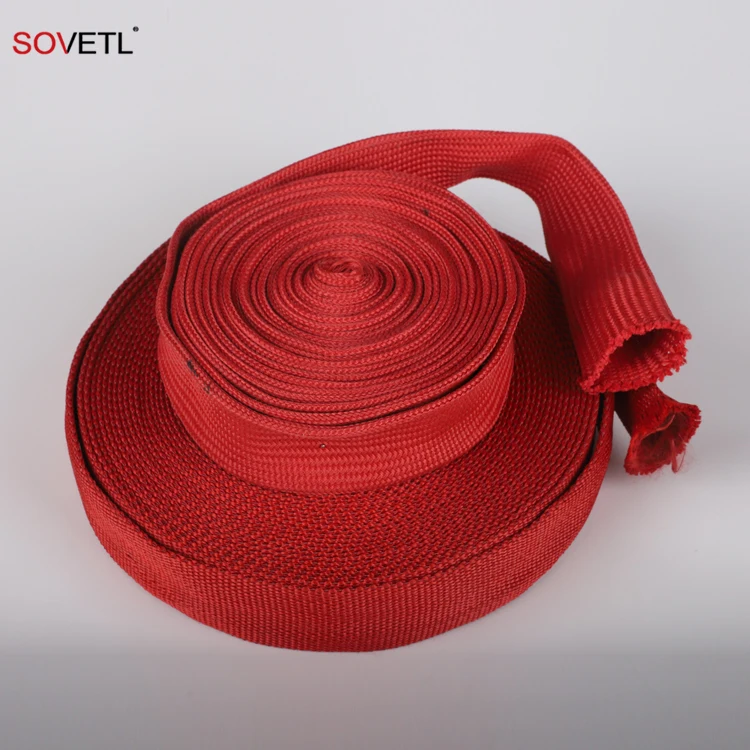 Aramid Tubular Webbing Hollow Sleeve Fire Proof Red Color Heat ...