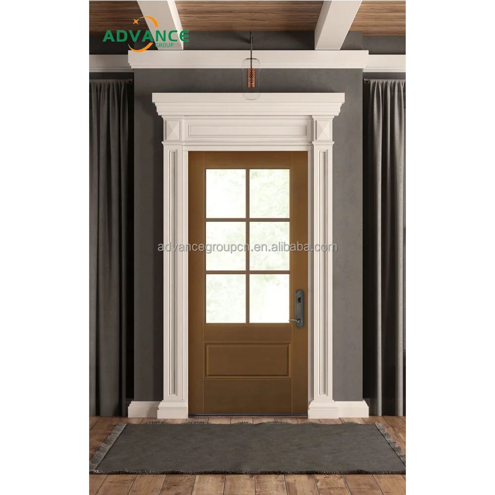 ADVANCE American Fiberglass 6-Panel Flush Door with Side Glazing ...
