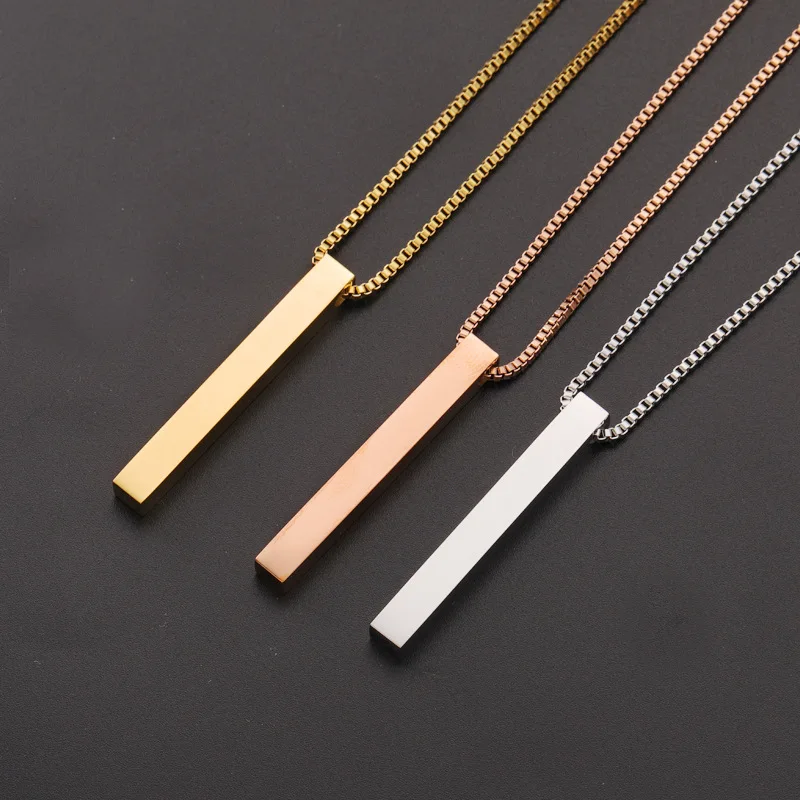 Customized Vertical Bar Necklace Stainless Steel Simple Distorted ...