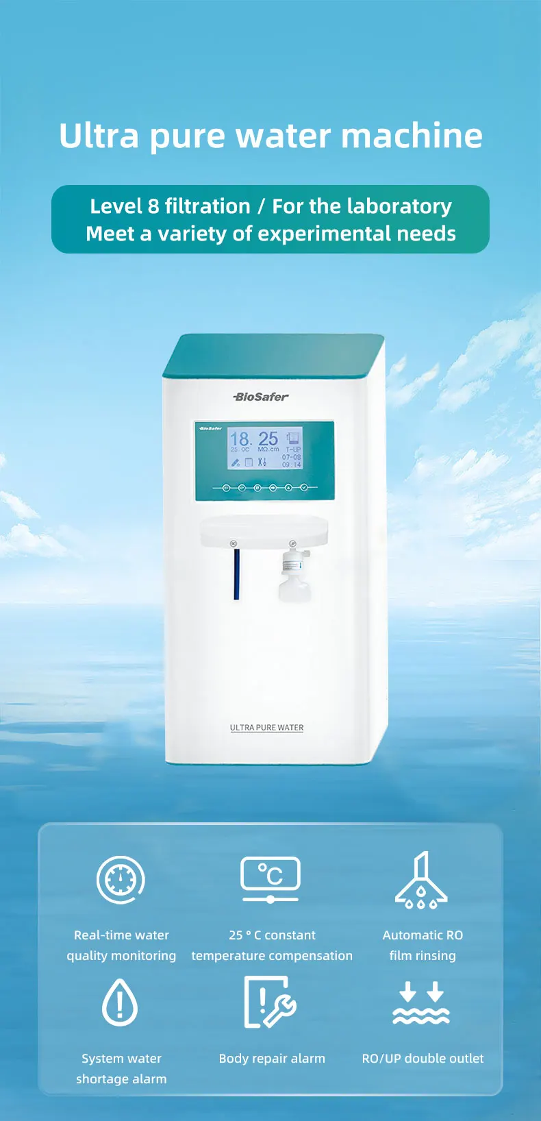 Laboratory Biosafer Ultra Pure Water Machine Work Yield 15l/h Water ...
