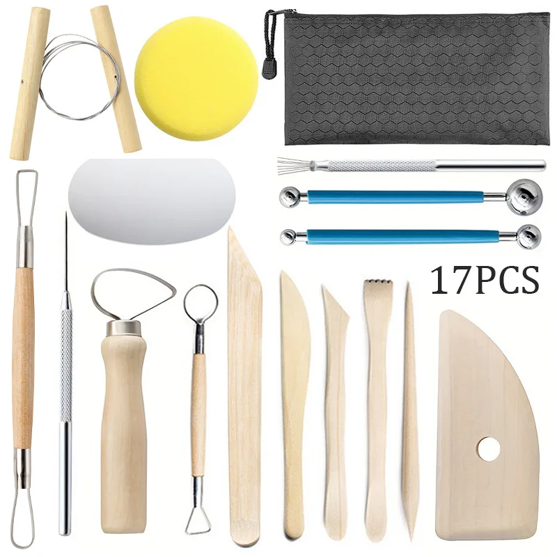 17-piece Pottery Tool Set For Art Supplies Clay Carving Knife Stainless ...