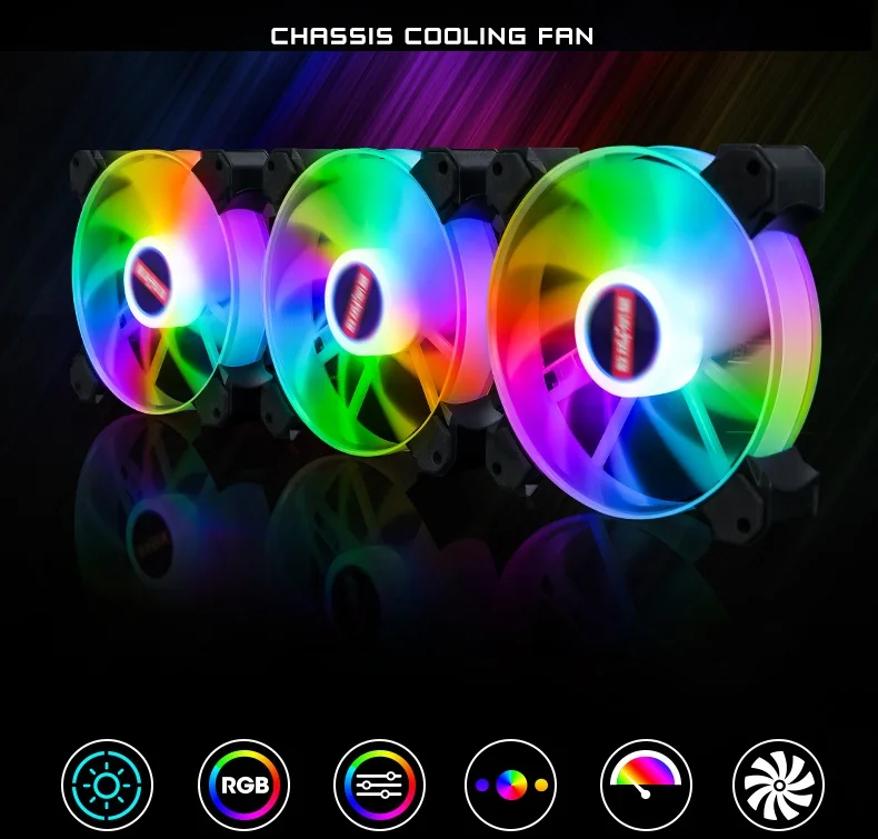 Hot Sale 120mm Pc case RGB Gaming Fan Cooling Fan with RGB LED Lights ...