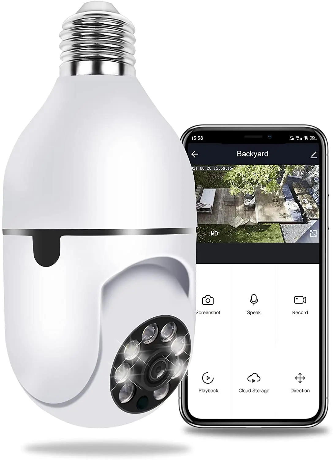 A6 Bulb Socket Ptz E27 1080p Wireless Surveillance Video Camera Wifi ...