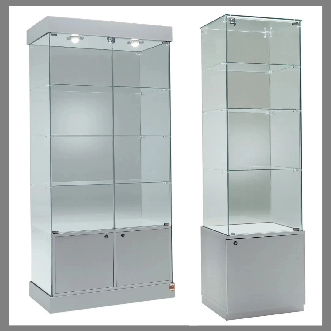 KEWAY Freestanding Glass Cabinet Showcase Display Counter Modern Style ...