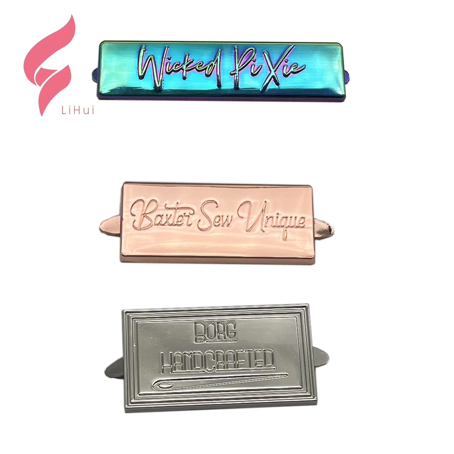 Customized Logo Metal Plate Tags for Handbags - Letter Pattern Type