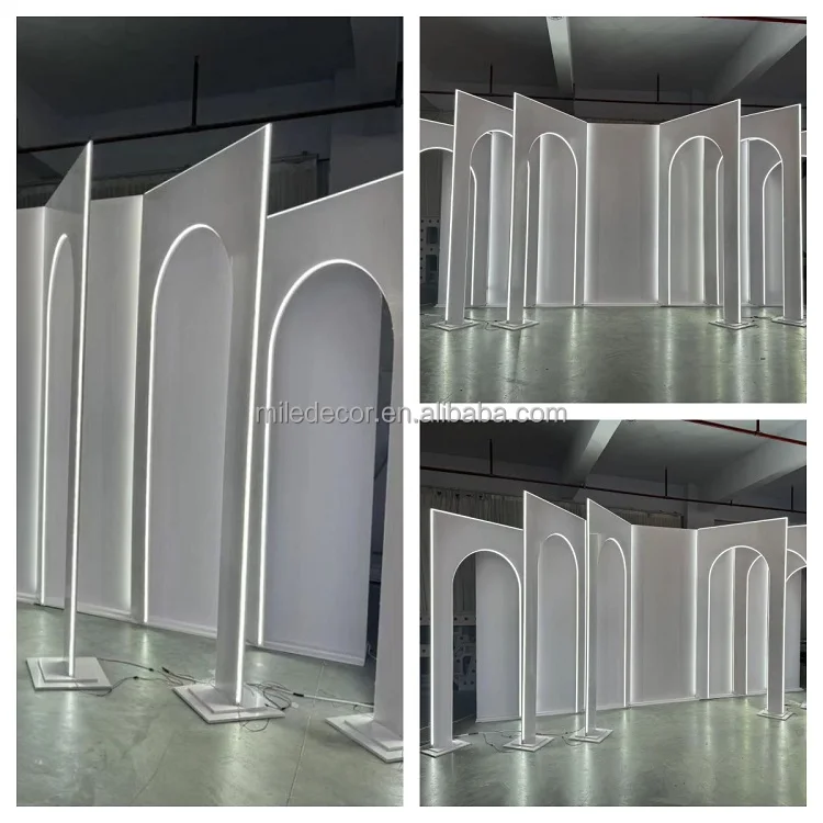 Elegant Wedding Backdrop Stage Decorations LED Acrylic PVC Arch