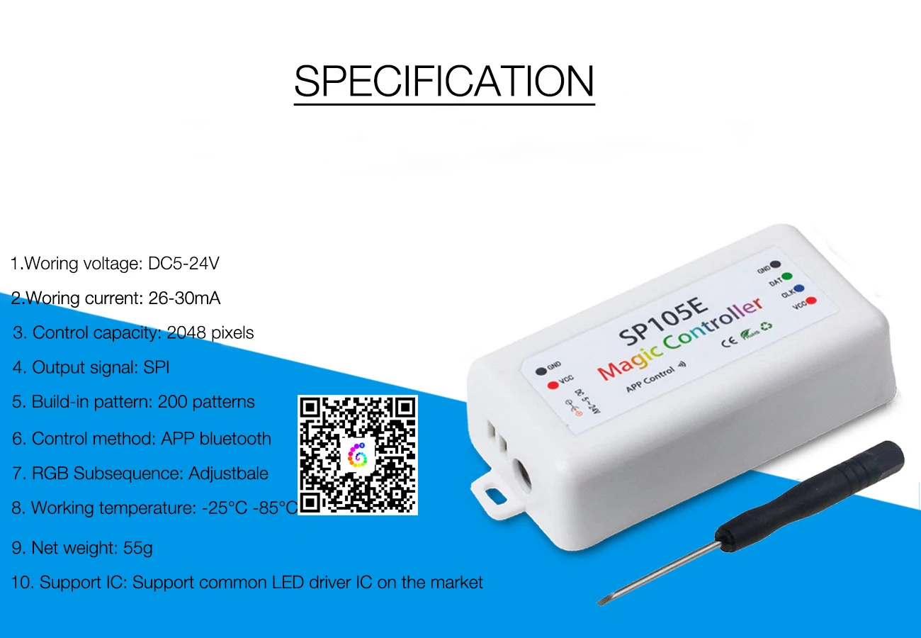 Sp105e Blue Tooth Magic Led Light Controller For Ws2811 Ws2812b Ws2801 ...