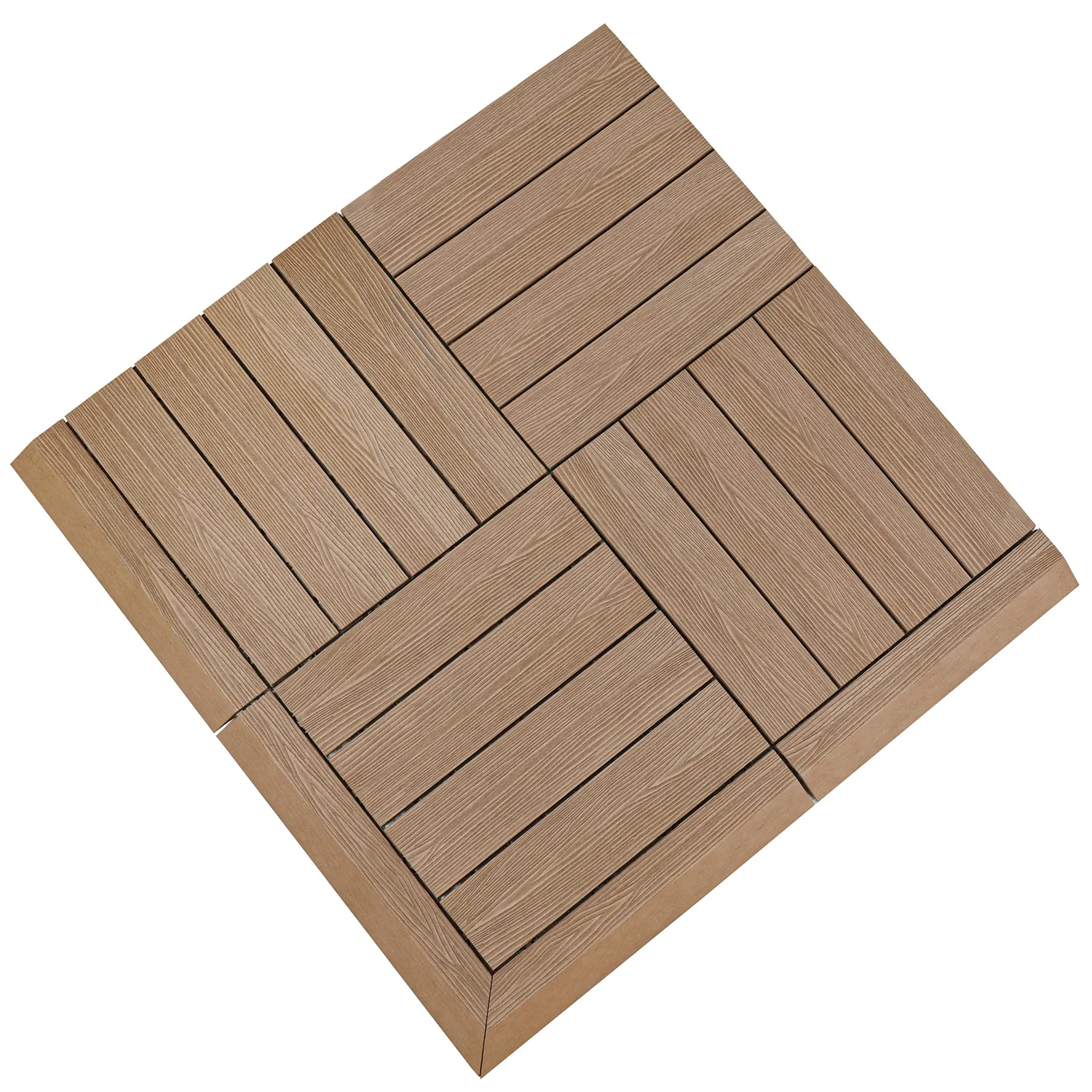 Outdoor Interlocking Decking Tiles Wpc 16" Teak Color - Brown Xf-c053 ...