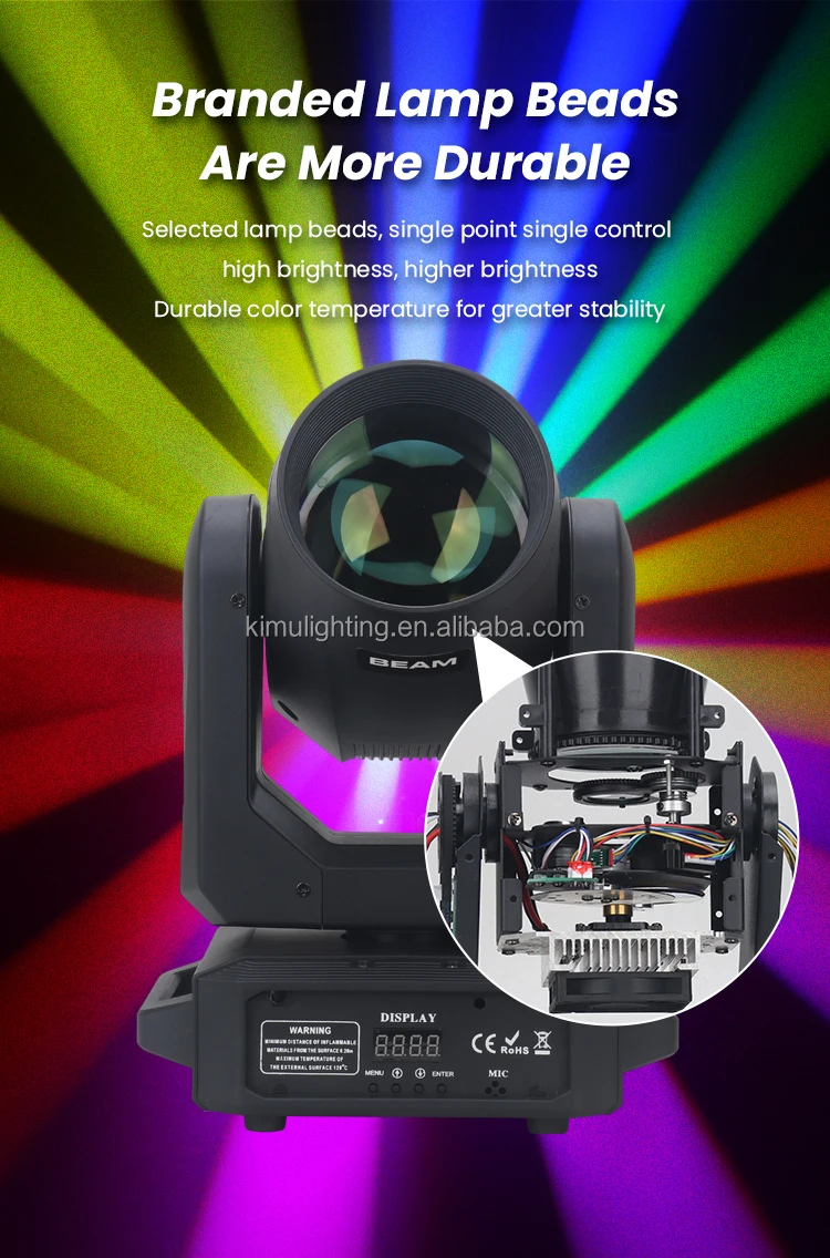 200W Beam Moving Head Light - RGBW Disco Effect Gobo 18prism