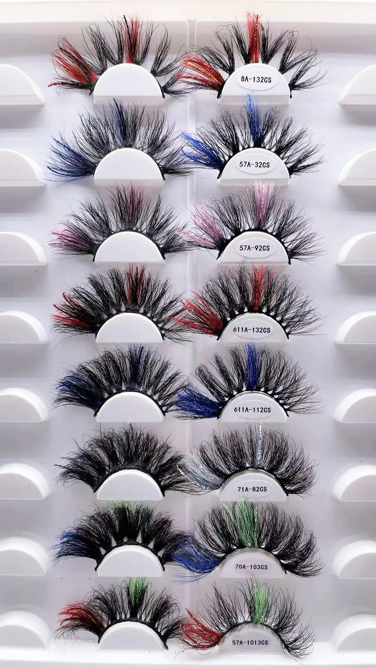 Individual Custom Strip Shiny Eyelashes 18mm 25mm Glitter Purple Golden ...