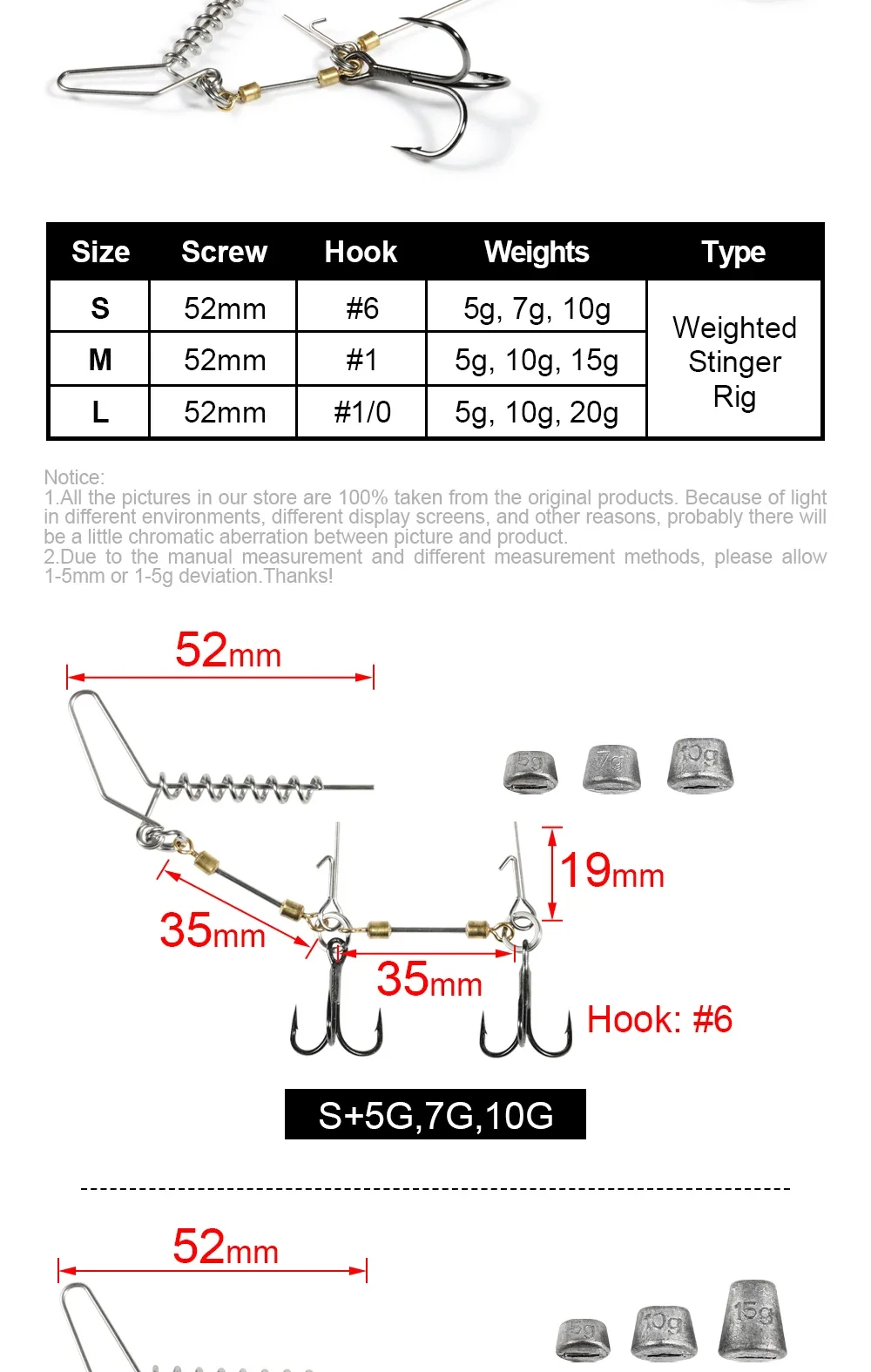 Spinpoler The Pike System Stinger Rigs With Lead Weight Sinker Curltail ...