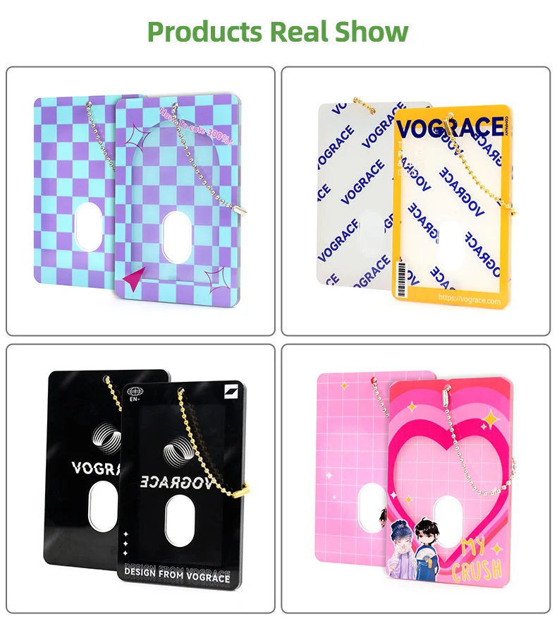 Vograce Personalized Custom Acrylic Keychain Card Holder Charms