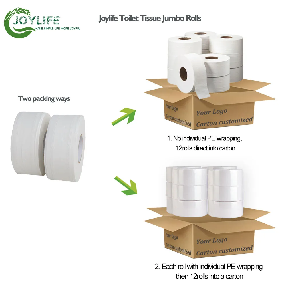 Custom 12-Roll Large Jumbo Disposable Toilet Paper Soft Virgin Wood ...